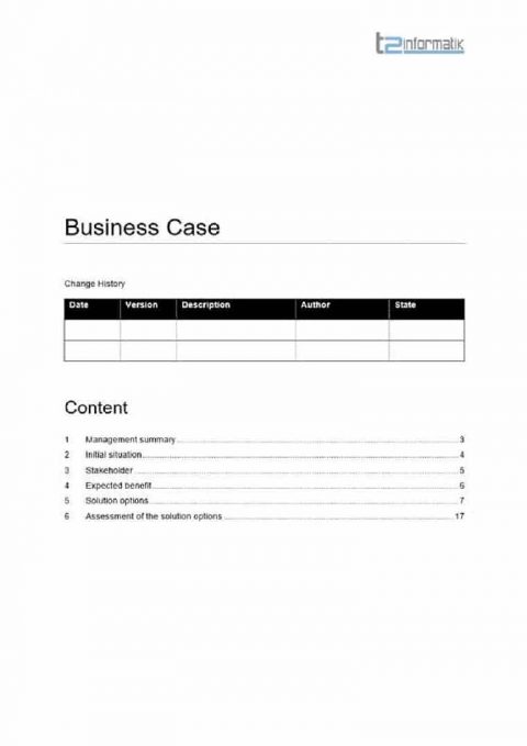 Business Case Template - Downloads - t2informatik Business Case Template - Downloads - t2informatik