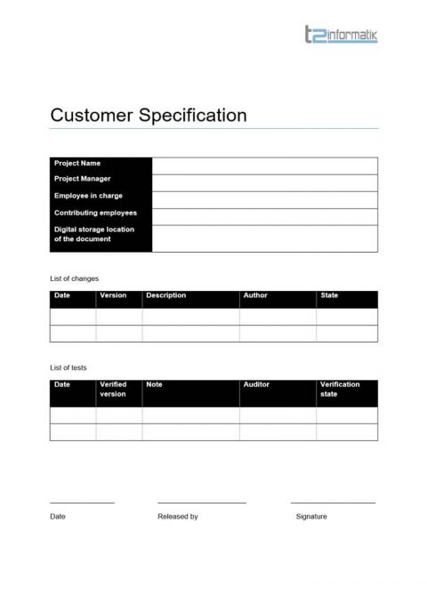 Customer Specification Template - Downloads - t2informatik