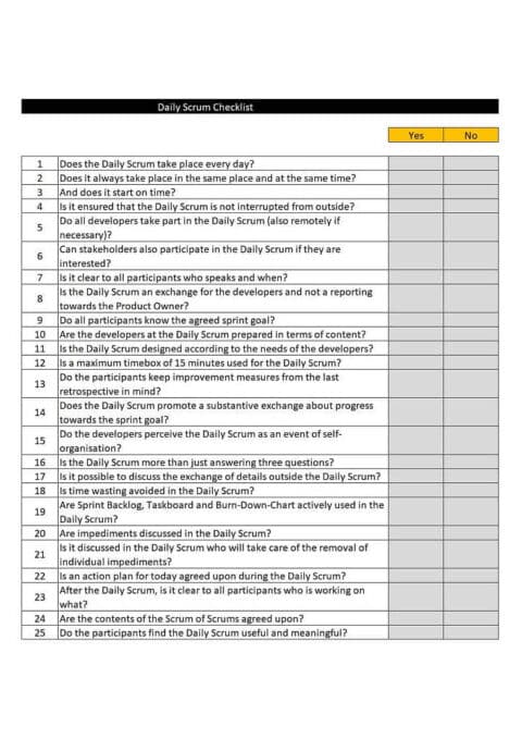 Daily Scrum Checklist - Downloads - t2informatik